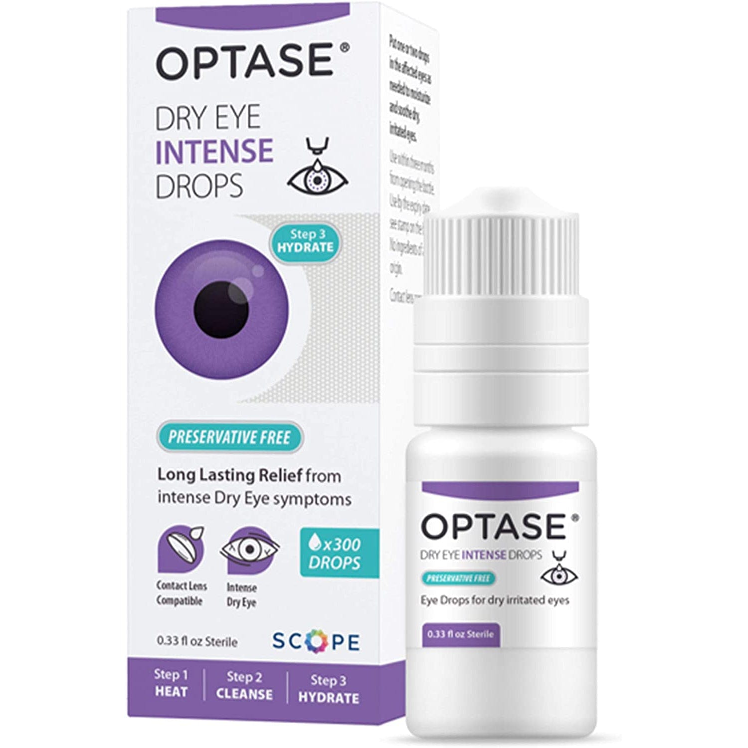 Optase Dry Eye Intense Drops - Preservative Free - 300 doses